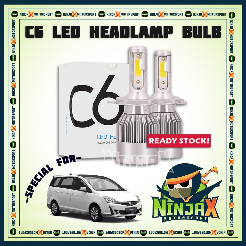 Ready Stock 2PCS C6 H4 LED Headlamp Bulb For Proton Exora Fog Lamp ...