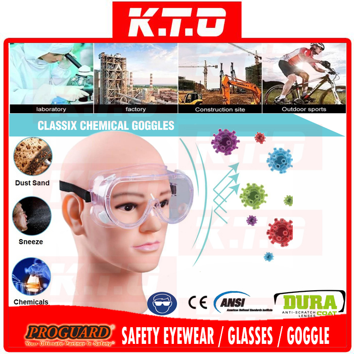 PROGUARD SAFETY GOGGLE EYEWEAR CLASSIX CHEMICAL EYE PROTECTION for LAB ...