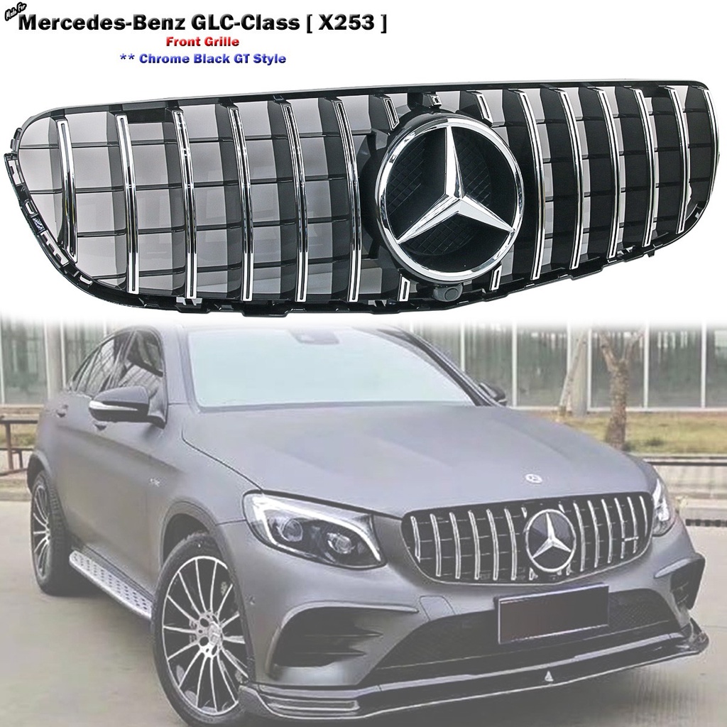 Front Chrome GT Grille For Mercedes Benz X253 GLC-Class GLC200 GLC250 ...