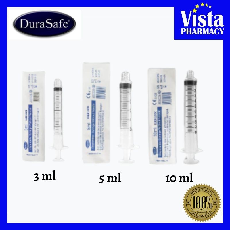 DURASAFE DISPOSABLE SYRINGE LUER LOCK 3ML/5ML/10ML 1'S [Exp: 2027] | Shopee Malaysia
