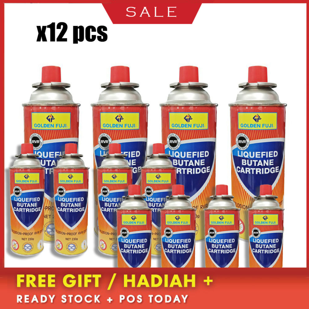 12PCS GOLDEN FUJI BUTANE GAS CARTRIDGE PORTABLE BUTANE GAS STOVE OUTER ...