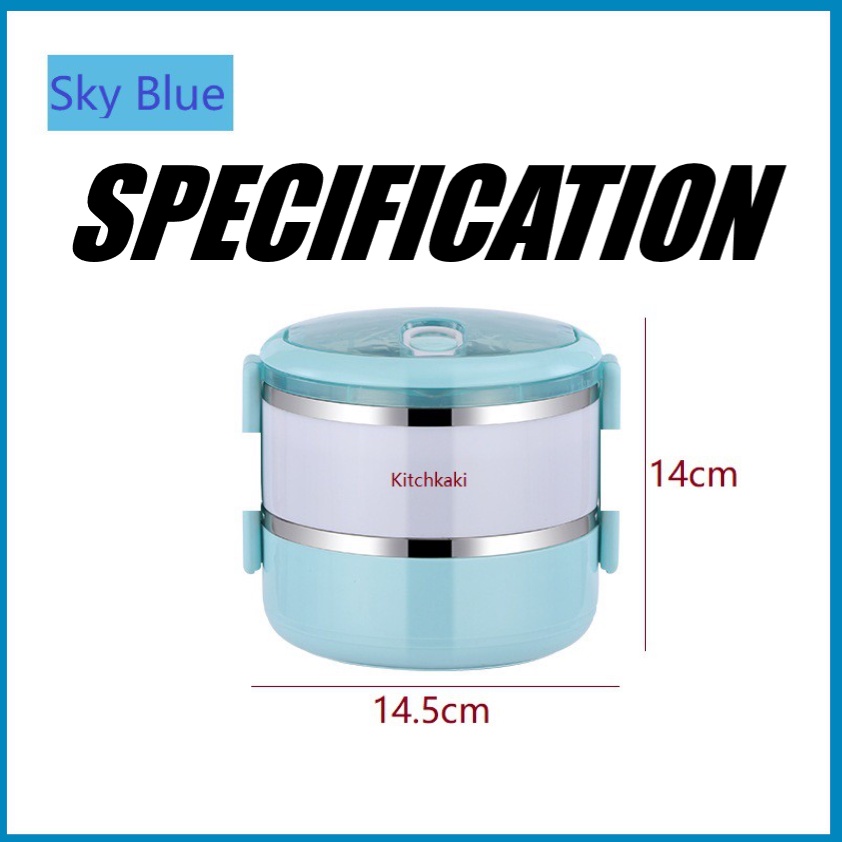 ⭐ Multicolor Stainless Steel Lunch Box Food Double Layer 2 Tiers Bekas ...