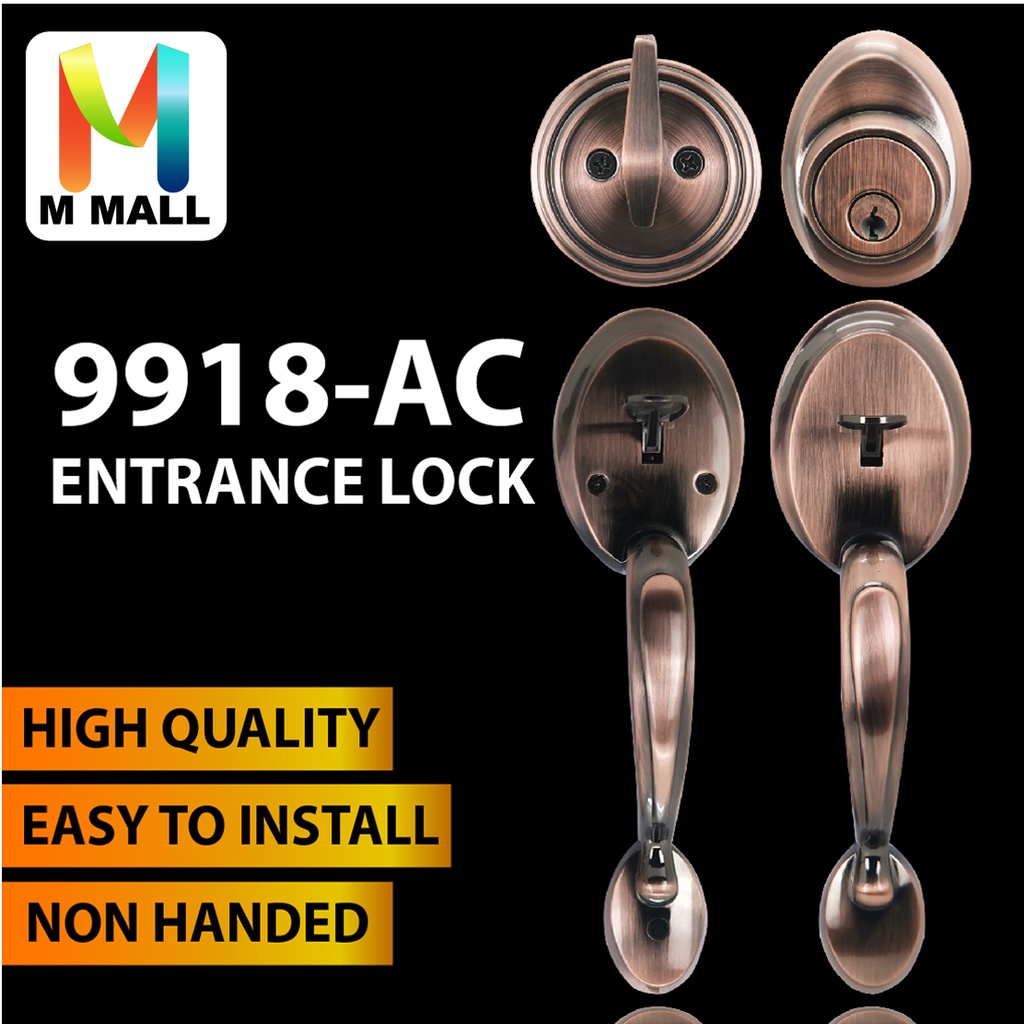 HIGH SAFETY SECURITY ENTRANCE DOOR HANDLE LOCK DOUBLE COMPLETE SET ...