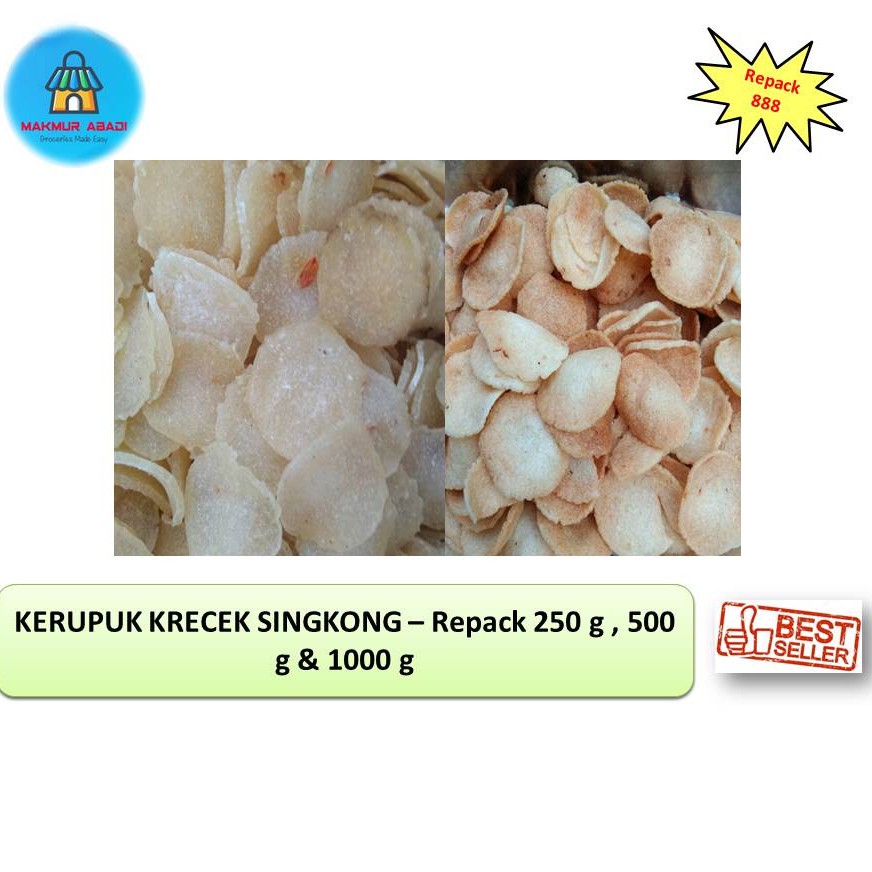 Super Packaged Raw Cassava Krecek Crackers (250g, 500g, 1000g) || Makmur Abadi Official Store ...
