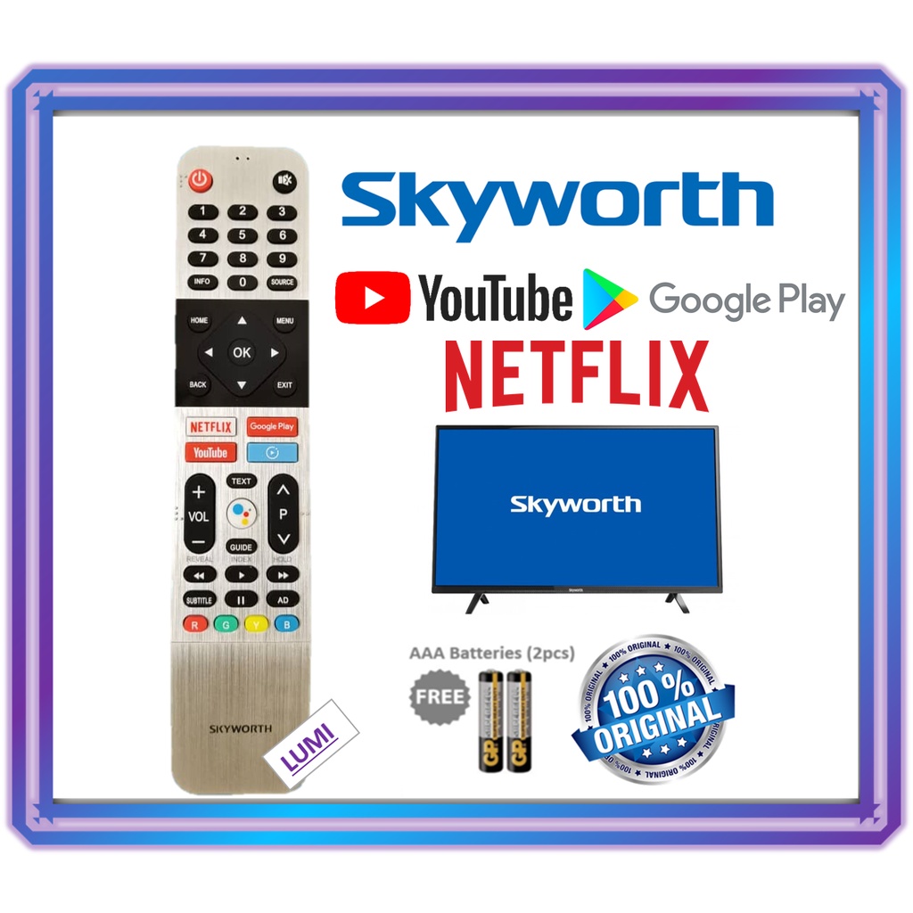 Original Skyworth Youtube Google Play Flat Panel Smart And Android LED TV Remote Control ...