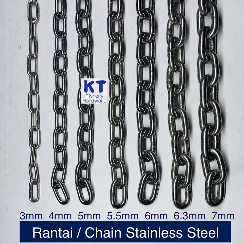 Stainless Steel Chain 304 ( Potong Meter ) 3mm 4mm 5mm 5.5mm 6mm 6.3mm ...
