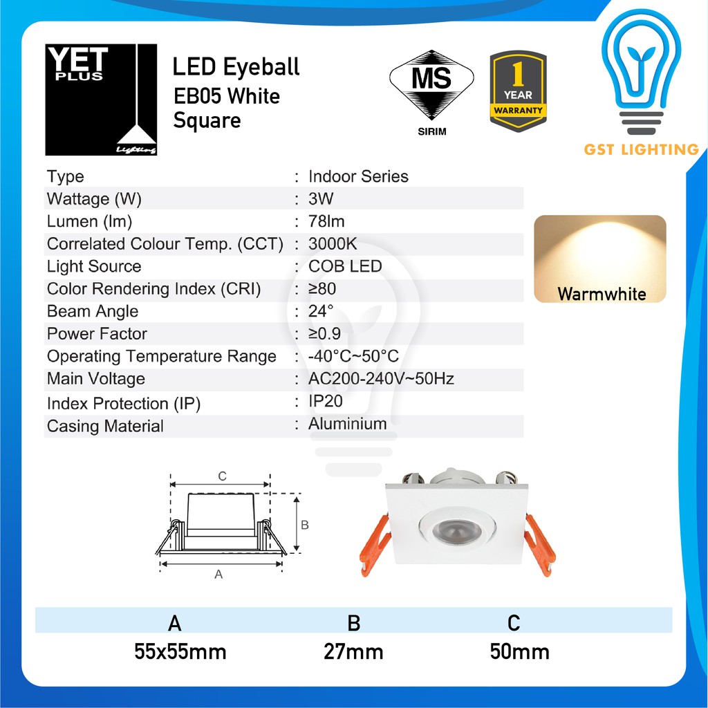 YETPLUS LED Mini Eyeball EB01 EB02 EB03 EB05 | Small Size Cabinet Light | Dimmable | Shopee Malaysia