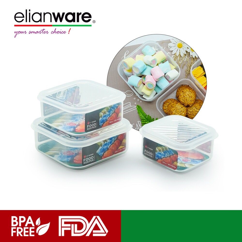 Elianware Square Food Keeper Transparent Food Container Bekas Makanan ...