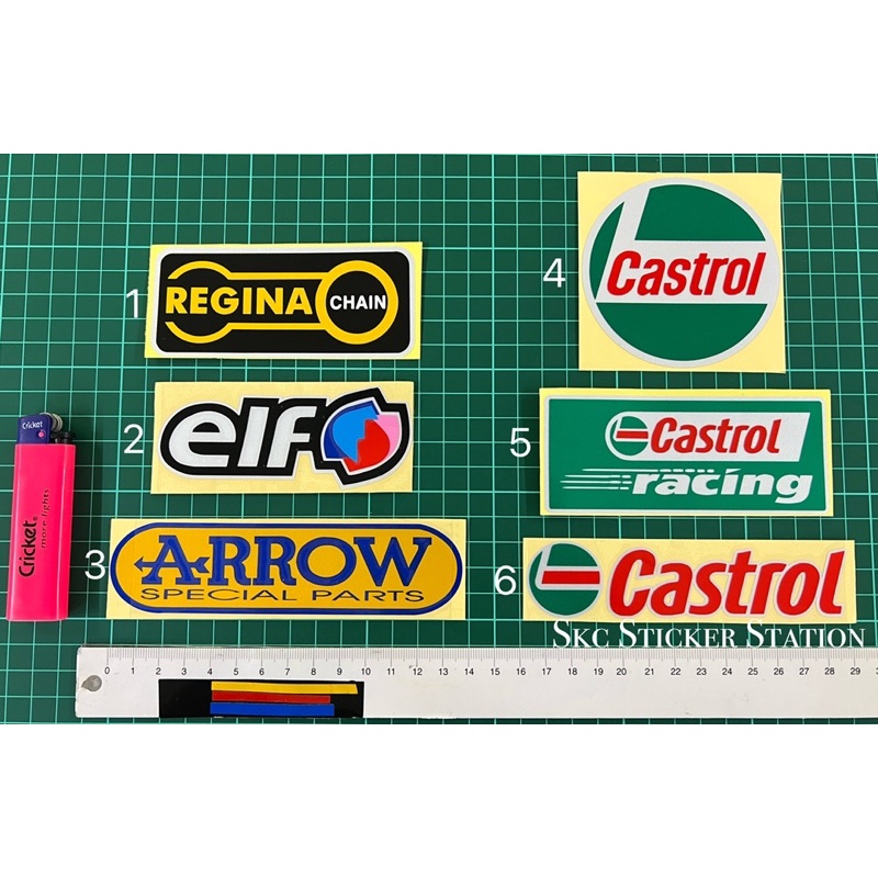 Elf/Castrol/Arrow/Castrol Racing Sticker Cutting Overlapping Reflective ...