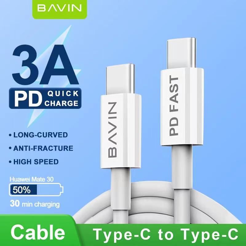 BAVIN 3A PD Type-C Fast Charging Data Cable CB179 1 Meter Cable Type-C ...