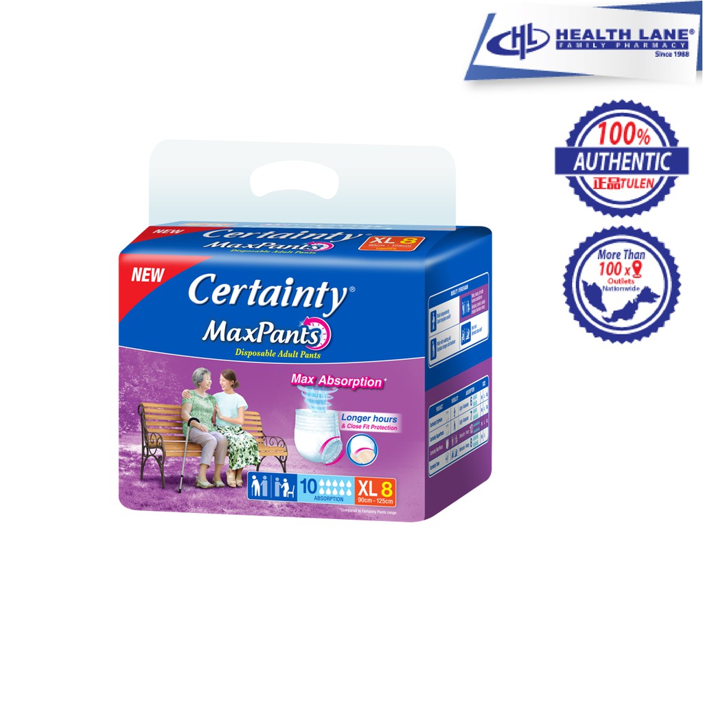 Certainty Adult Diapers Maxpants Regular - Size XL (8's) | Shopee Malaysia