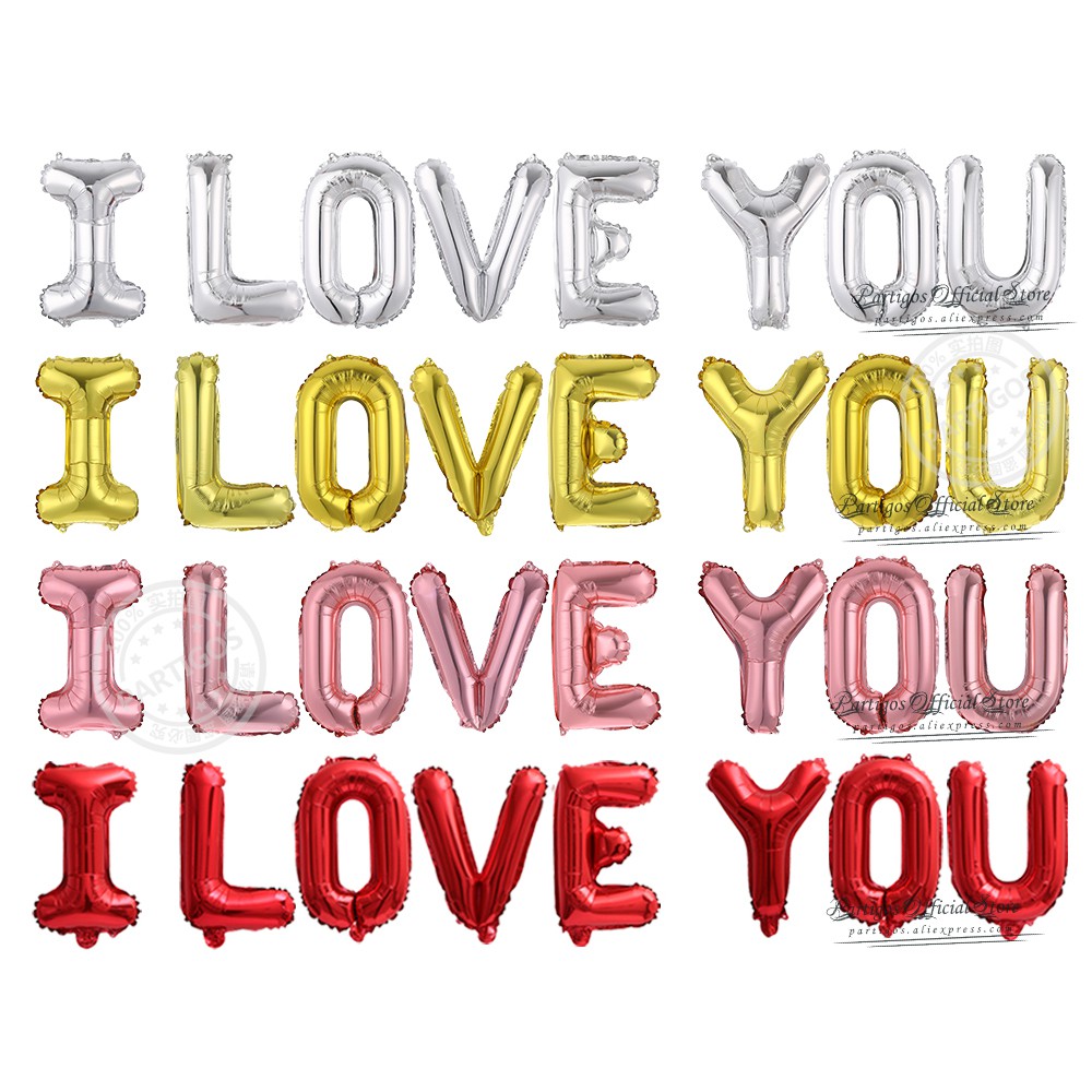 16inch Rose Gold I Love You 1314 Letter Balloons Foil Globos Walentines ...