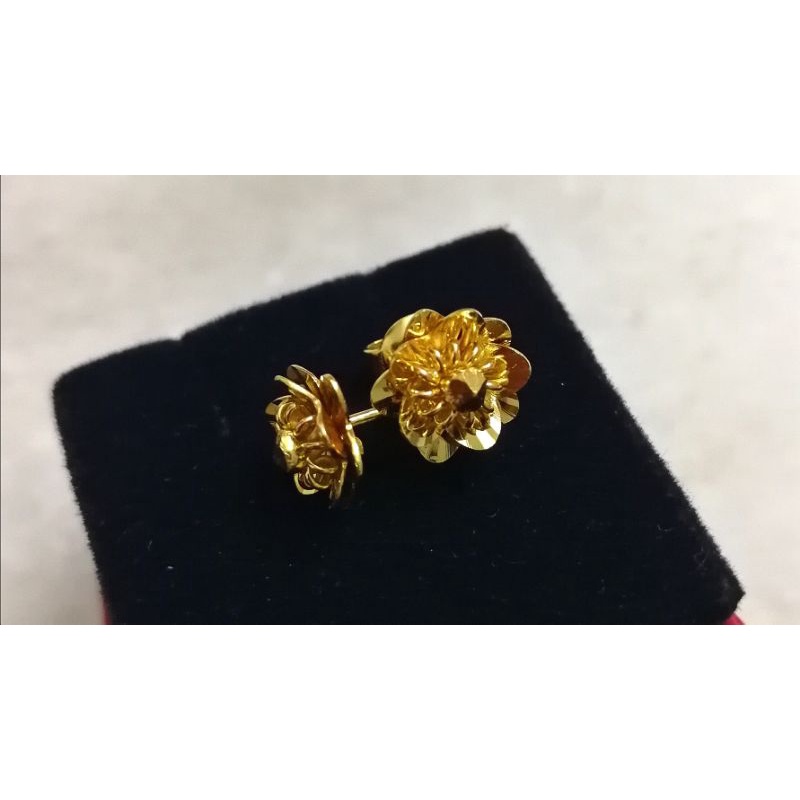 2gram Subang Corak Bunga Emas 916 Emas 916 Tulen / 916 Gold Original ...