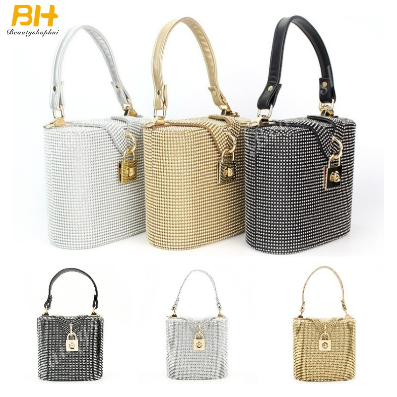New Portable Bucket Diamond Bags European and American Style Chain Bag ...