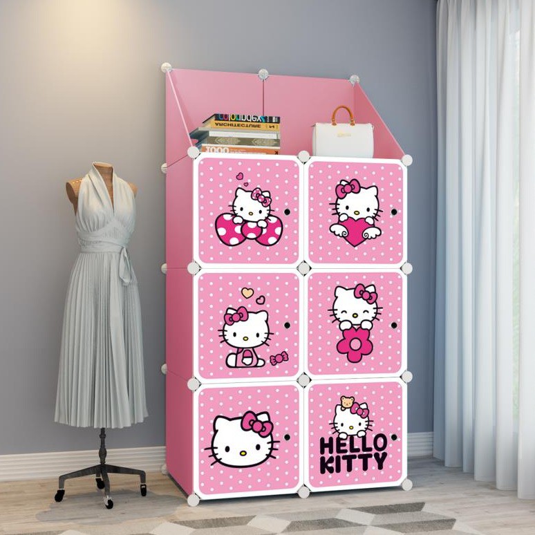 🔥🔥🔥HELLO KITTY 6 cube Upper Rack DIY Multipurpose Wardrobe Cabinet ...