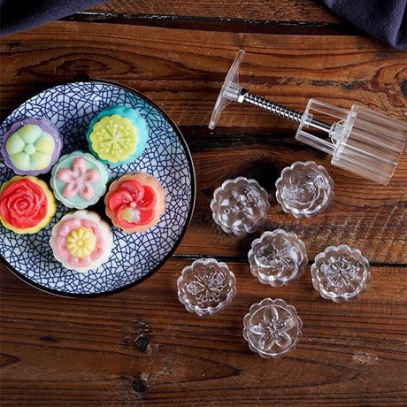acuan kek bulanmooncake mould 100g 50g 3D Rose Flower Mooncake Mould ...