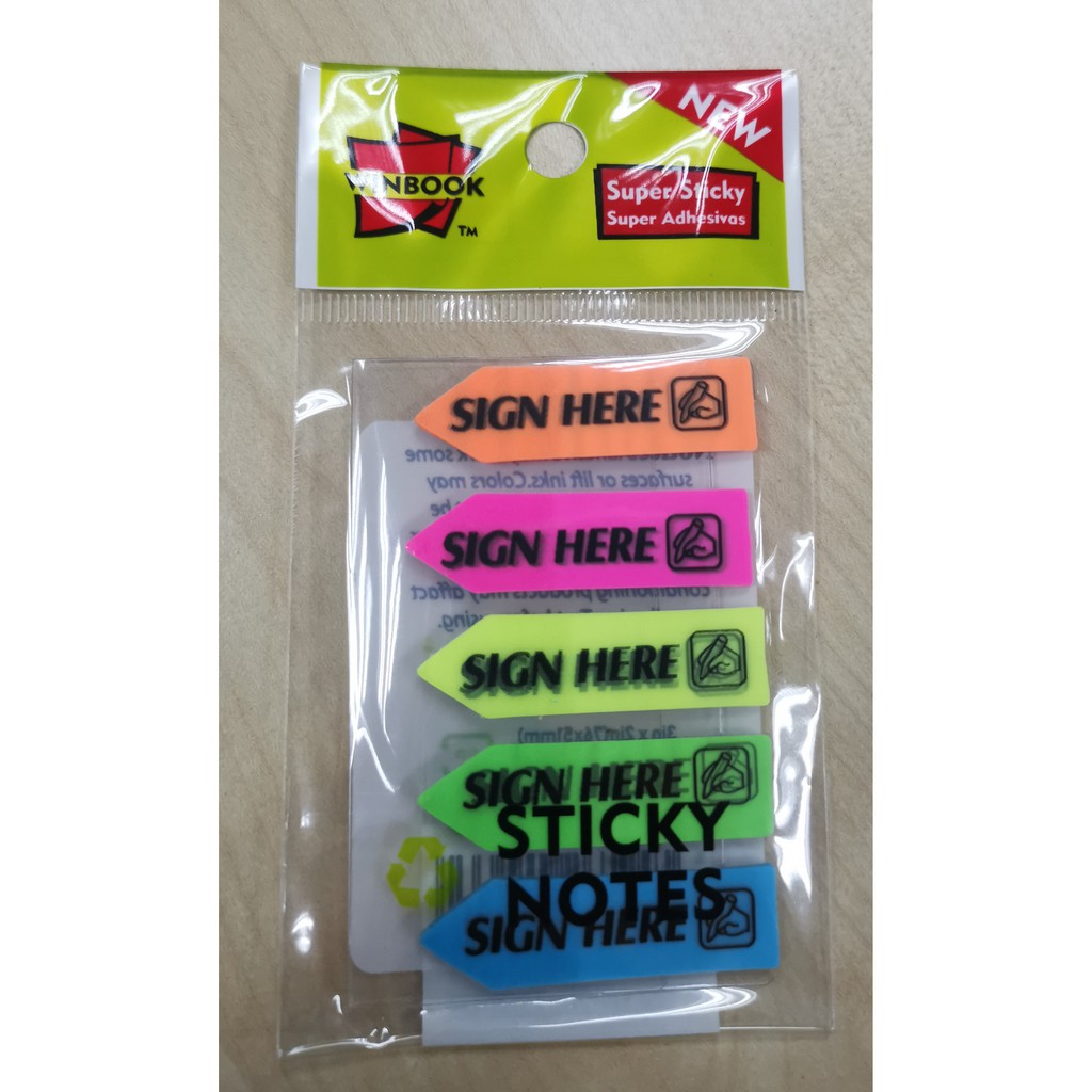 Small Sticky Notes Neon Colours (Arrow, Pencils, Sign Here, Rectangle ...