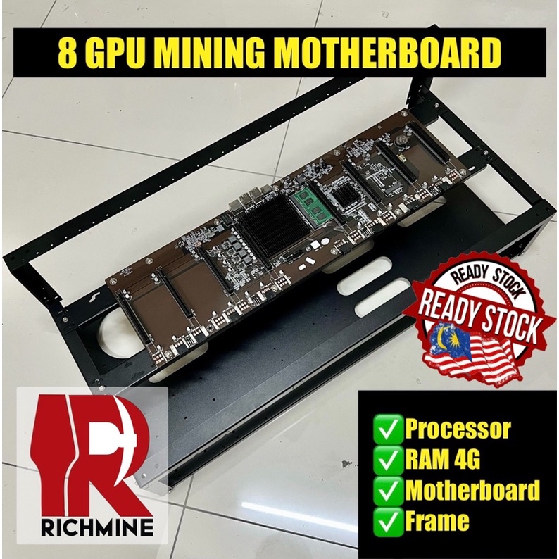 {ReadyStock} ETH 8 gpu Slot riserless motherboard mining combo set 847 ...