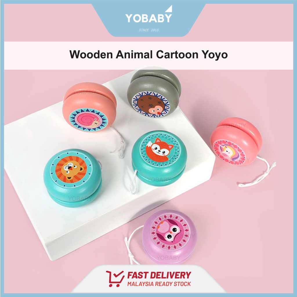 Kids Wooden Animal Cute Cartoon YOYO Kids Cute Cartoon Animal Design ...