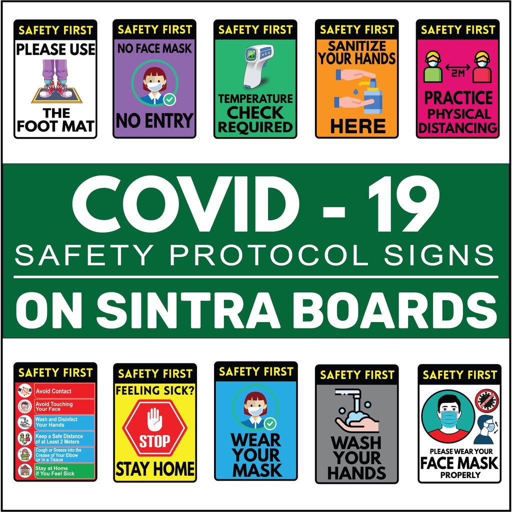 Covid-19 Prevention Wall Signs / Safety First, Germ Prevention Signage ...