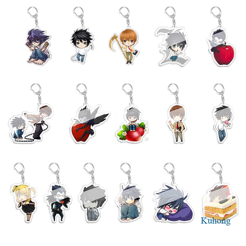KUHONG Anime Death Note Keychain Cute Double Sided Ryuk L Key Chain ...