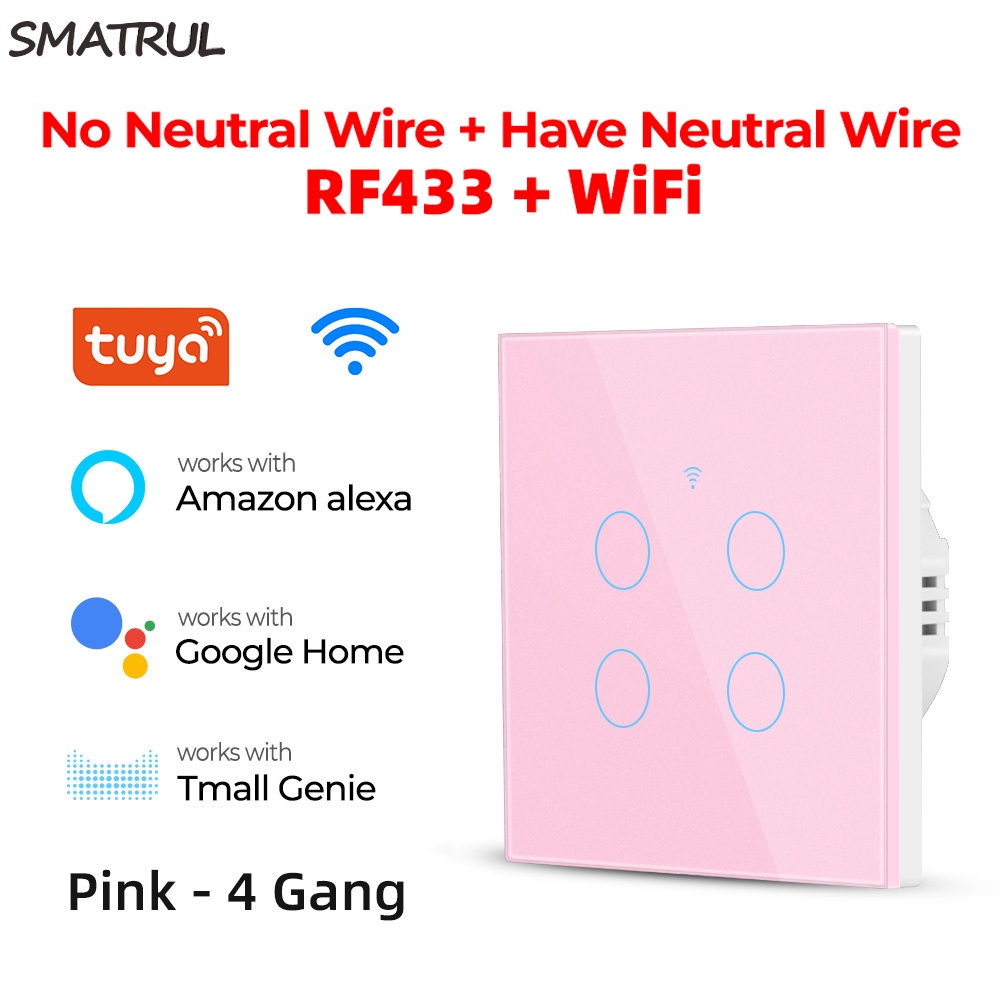 SMATRUL Tuya WiFi Touch Smart Switch Light Without No Neutral Wire ...