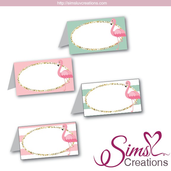 Flamingo Tropical Hawaii Birthday Party Food Labels / Menu Cards (16'S ...