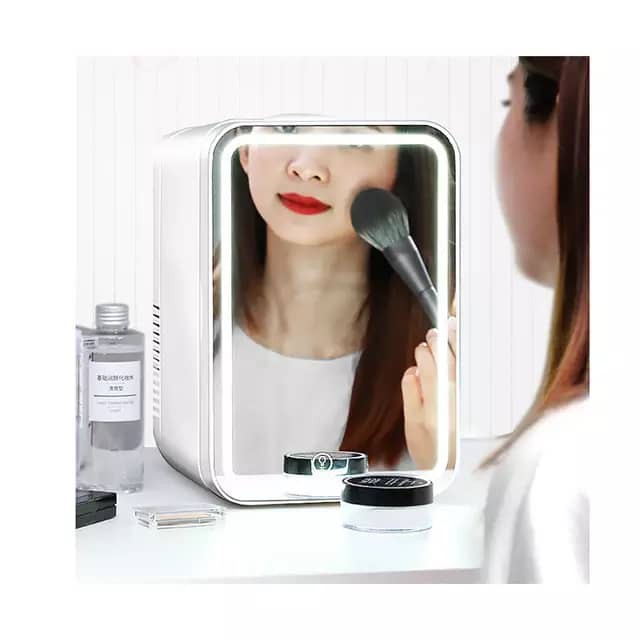 8L Mini Fridge Mirror cosmetics refrigerator fruit beverage cooler ...