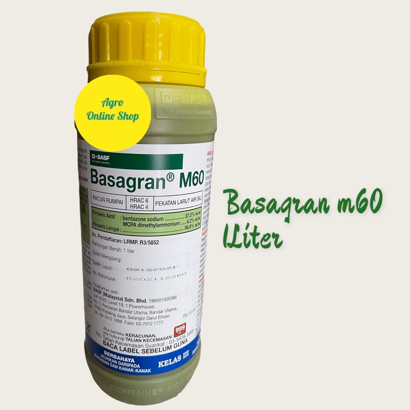 BASAGRAN M60 1liter(100% original) Racun rumput dalam padi | Shopee ...