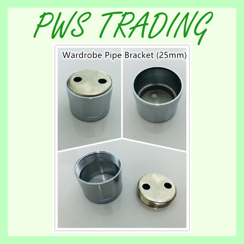 Wardrobe Pipe Bracket Wall Mounted Steel Rod Support for cabinet closet ...