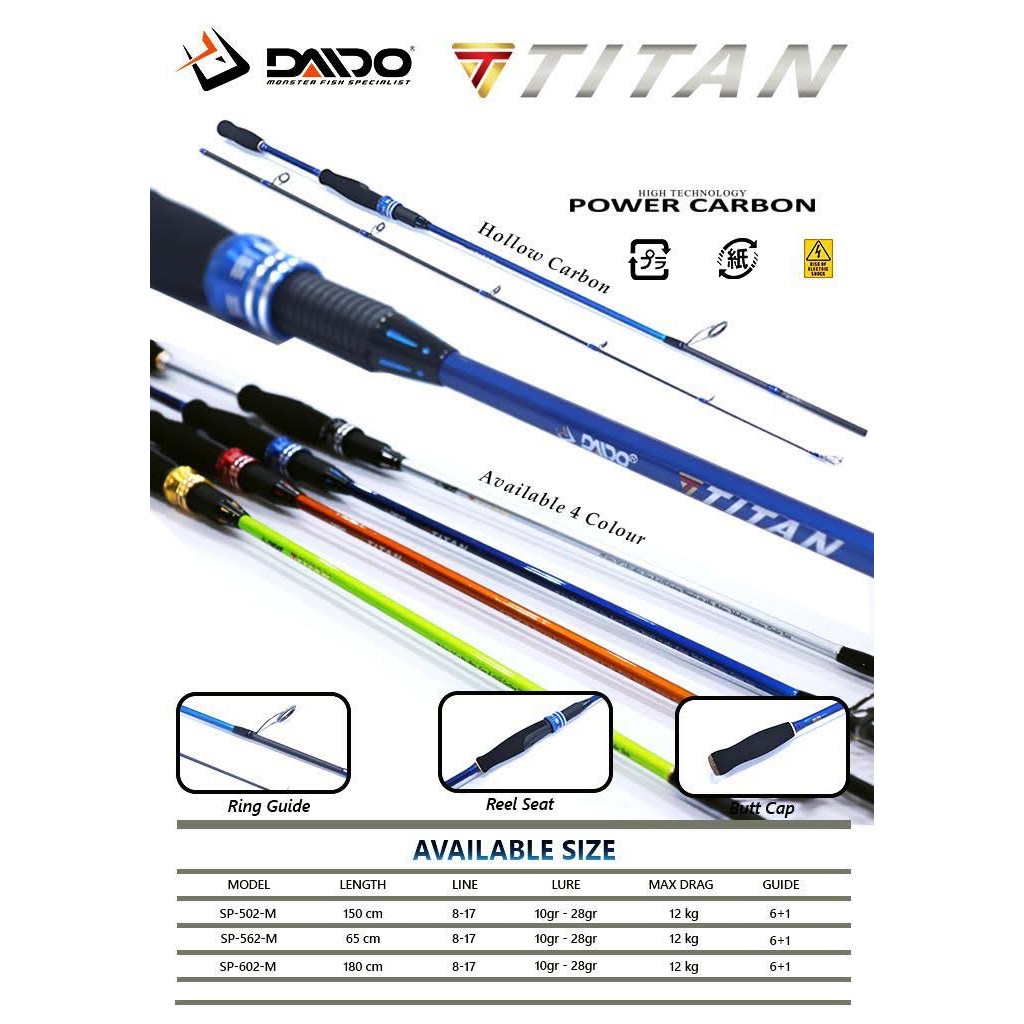 Kartinifisihing Fishing Rod DAIDO TITAN 150 165 180 CARBON | Shopee ...