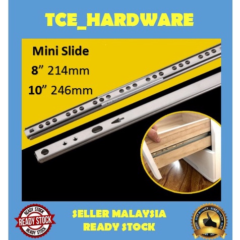 Mini Runner Drawer Runner Silver Slide Furniture Mini Side 2pcs ...