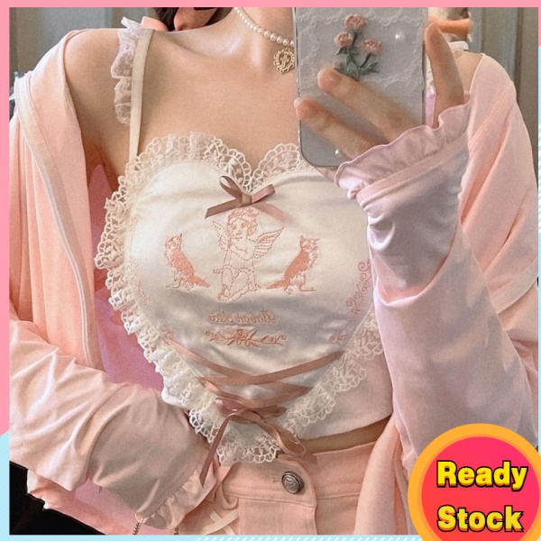 Ready Stock Sexy Slim Fit Crop Top Kawaii Short Tops Korean Style