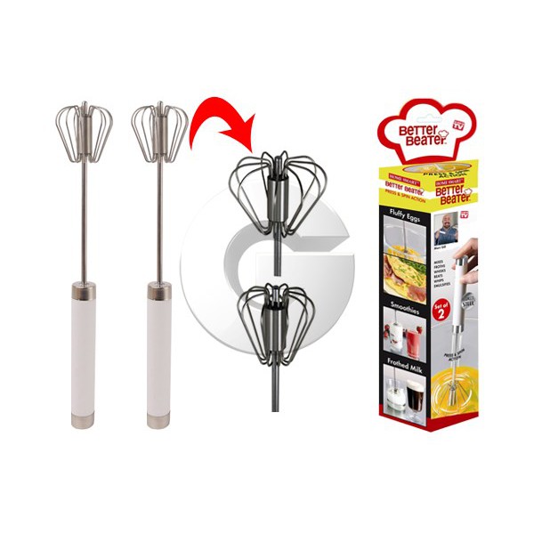 (Ready Stock) 2pcs Better Beater Whisk New Steel Press & Spin Action ...