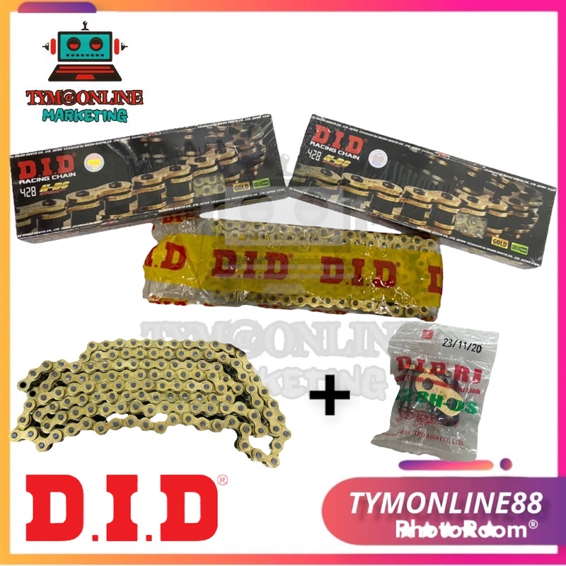 DID 💯 ORIGINAL RACING CHAIN GOLD RANTAI 428 H-DS 132L HEAVY DUTY DID ...