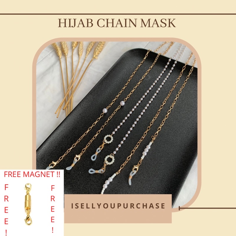 [READY STOCK] HIJAB MASK CHAIN PEARL MASK CHAIN MAGNETIC EXTENDER MASK ...