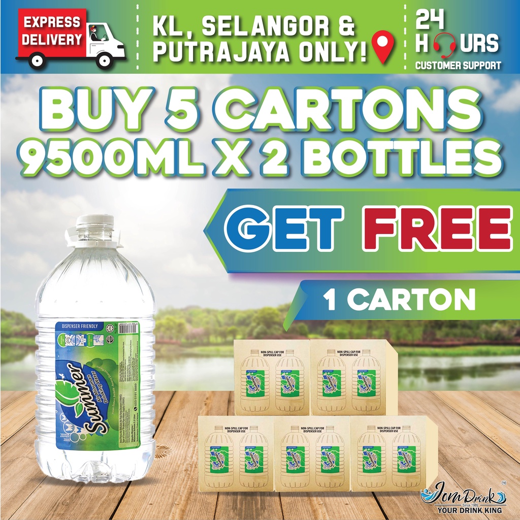 BUNDLE OF 5 CARTONS : SUMMER DRINKING WATER 9500ML x 2 BOTTLES | Shopee Malaysia
