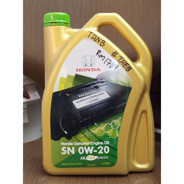 HONDA SN 0W-20 FULLY SYNTHETIC ENGINE OIL 100% ORIGINAL | Shopee Malaysia