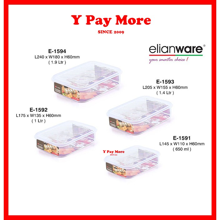 Elianware Rectangular Transparent Food Container / Food Keeper ...