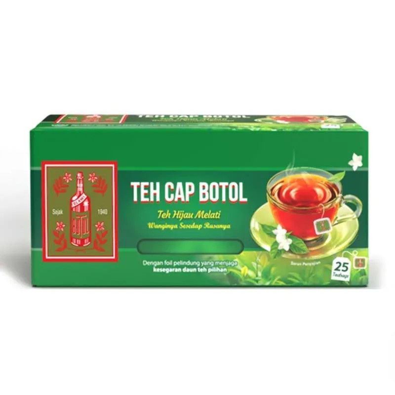 HIJAU Bottle Cap Tea Jasmine Aroma Green Tea Bags [25 Tea Bags ...