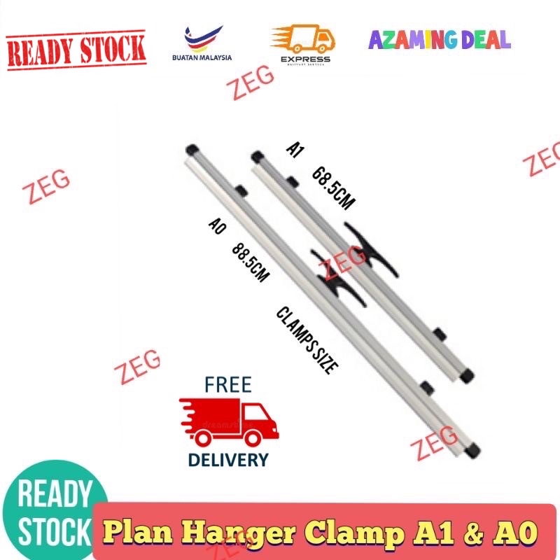 Aluminium Plan Hanger Clamps Size A1 & A0 / Penyangkut Pelan A0 / A1 ...