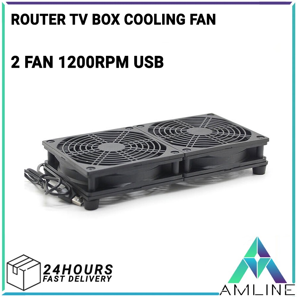 2 Fan 1200RPM USB Powered Cooling Modem Router TV Box 5V Dual USB ...