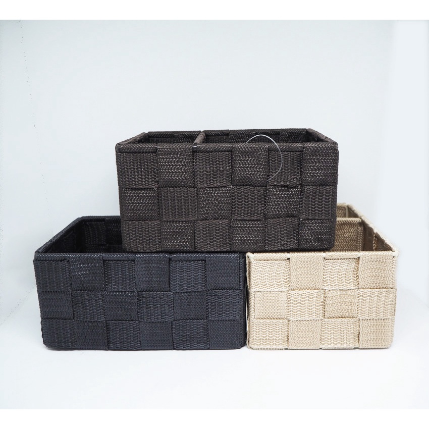 Nylon Fabric Woven Organizer Basket Storage Box with two compartments ...