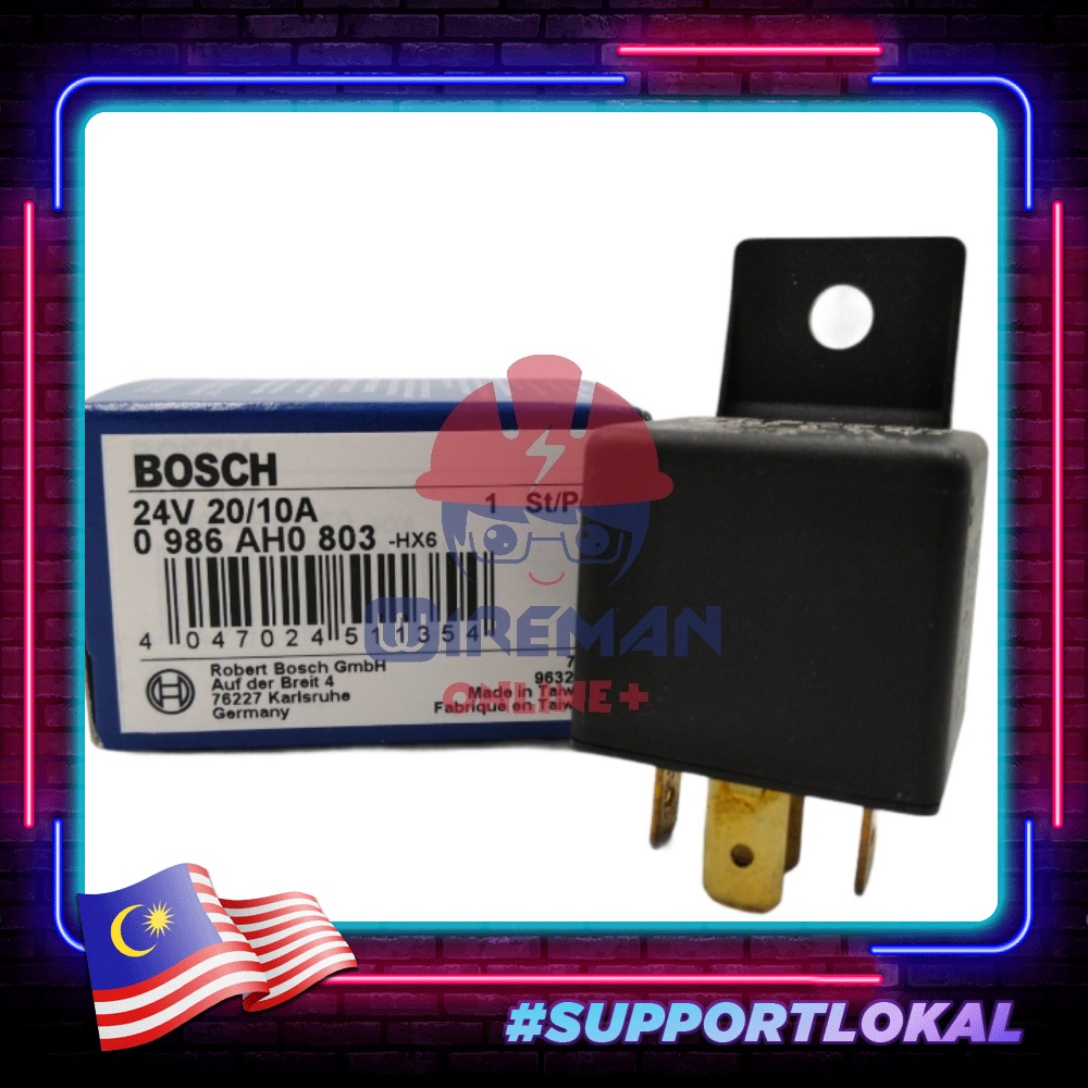 Bosch Original Universal Lorry & Truck 5 pin 87A Mini Relay 24v 20/10A ...