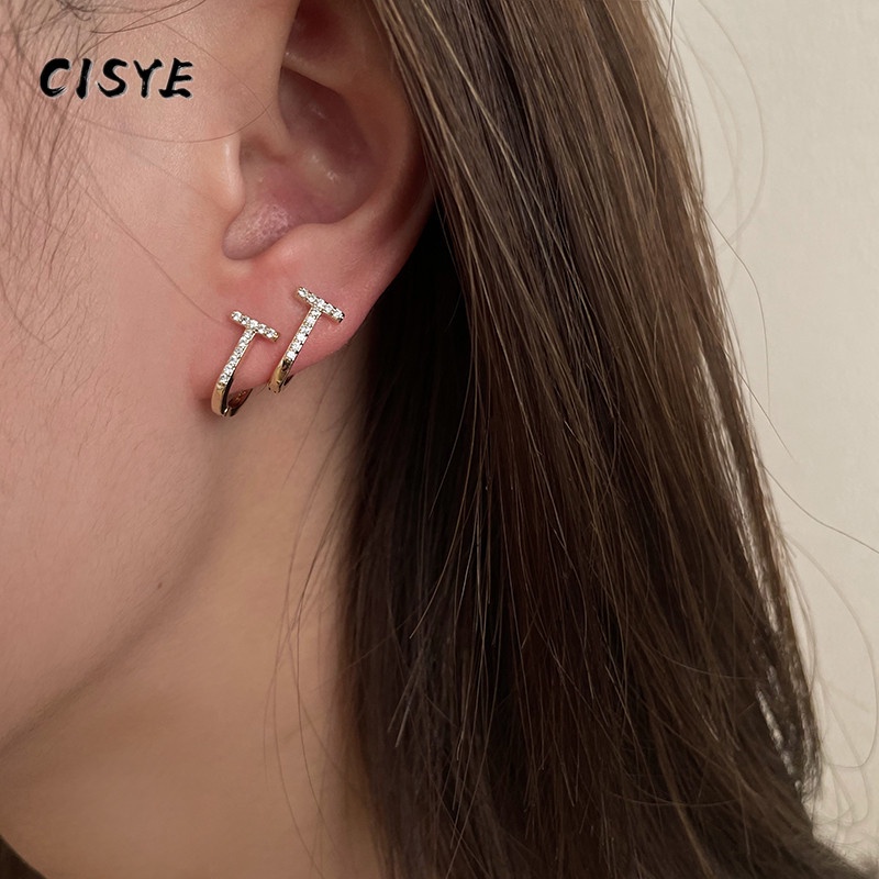 T-Shaped Hoop Earring Temperament Earrings Exquisite Earrings | Shopee ...
