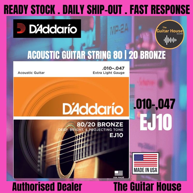 D'Addario EJ10 80/20 acoustic guitar string , Bronze daddario (Made In ...