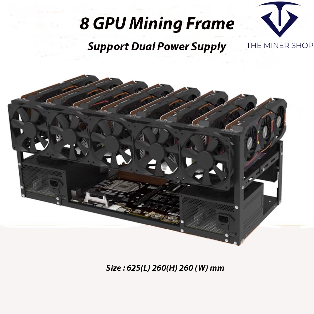 Mining Rig Frame Rag 6 to 12 GPU Dual PSU Slot | Shopee Malaysia
