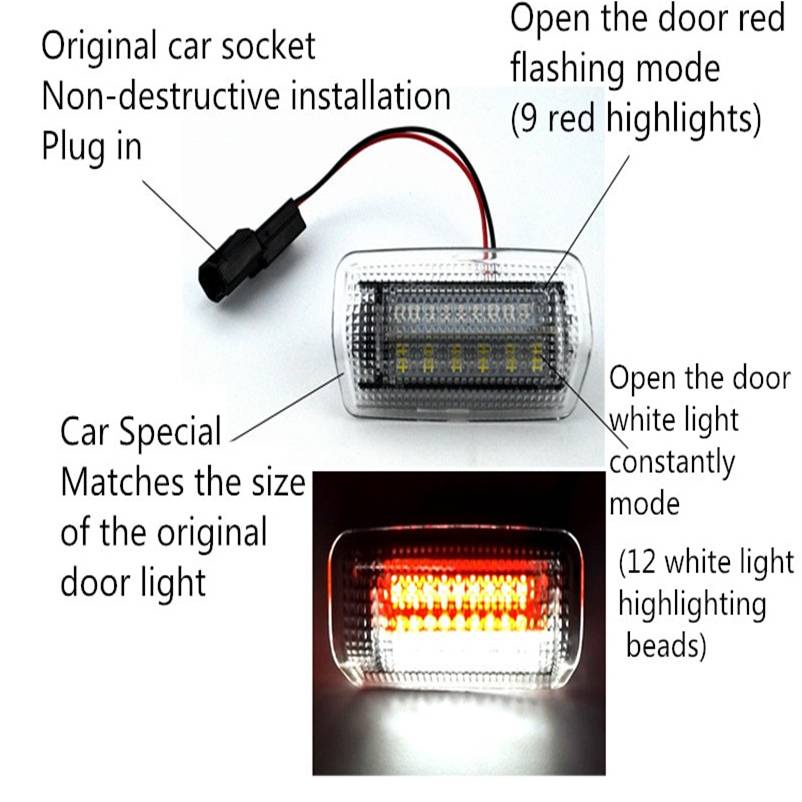 # READY STOCK # 1PAIR TOYOTA LED DOOR LIGHT WITH WARNING LIGHT WHITE ...