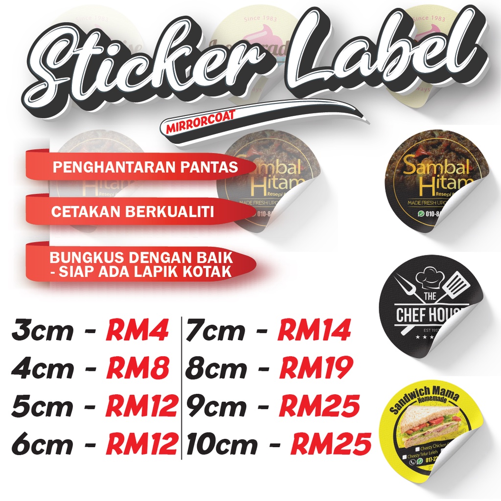 Sticker Label Produk / Sticker Biskut / Sticker Kuih / Sticker Harga ...