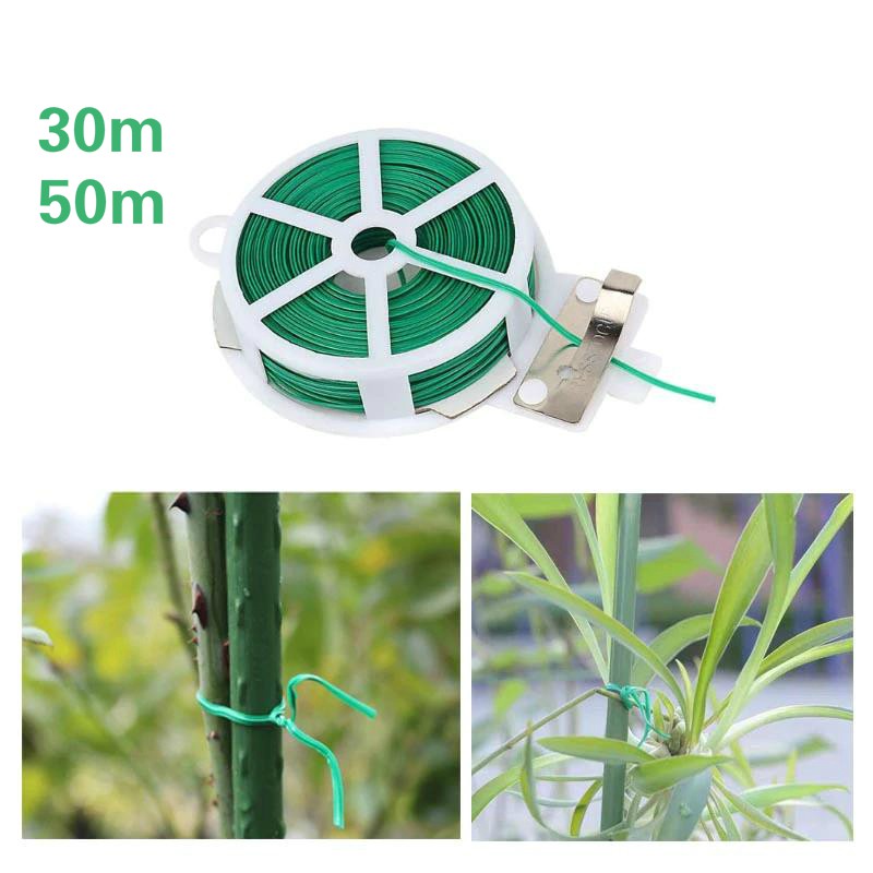 50MGarden Twist Tie Wire Cable Reel With Cutter Gardening Plant Bush ...